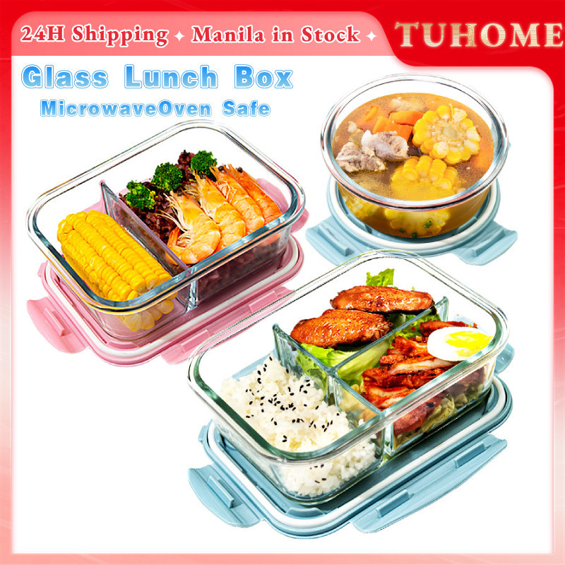 Borosilicate Glass Lunch Box Microwave Oven Safe Heat Leak Proof Lunch ...