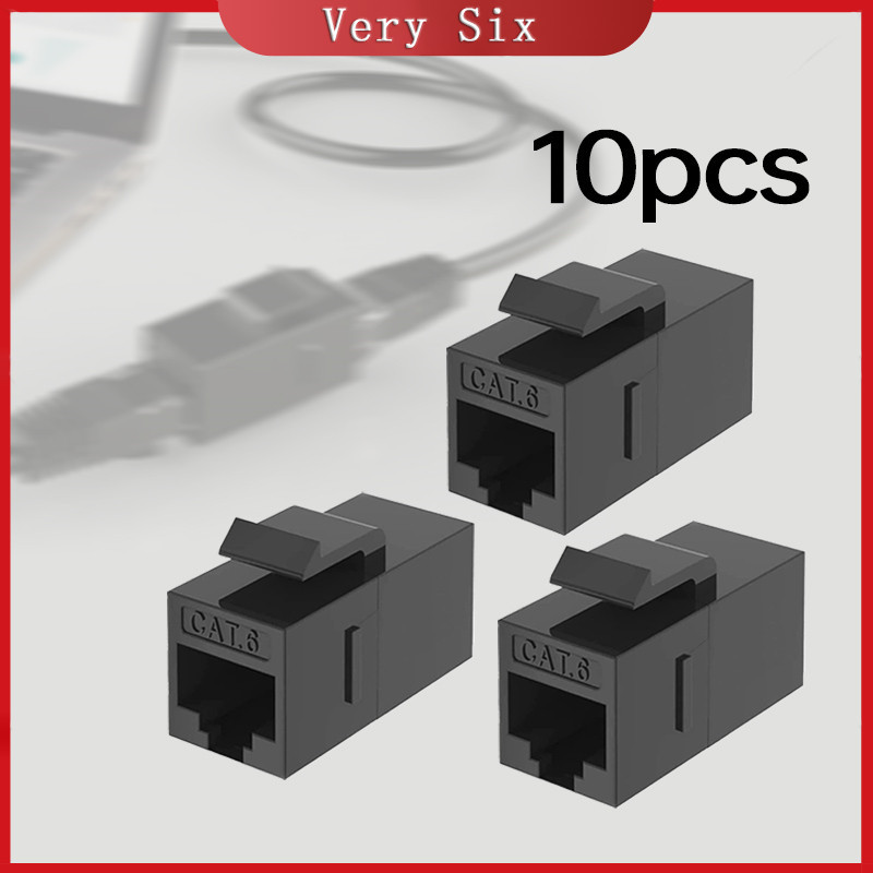 10Pcs RJ45 Connector Keystone Jack CAT6 Inline Coupler Ethernet Network ...