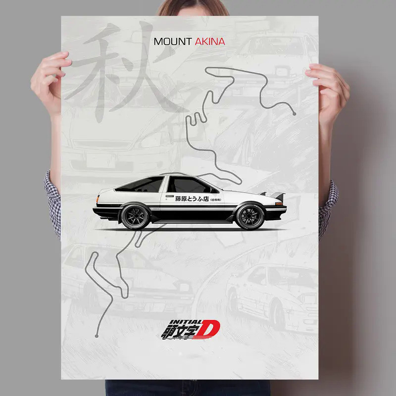 Initial D AE86 Racing Car Canvas Print - F1 & GTR Le Mans Track Wall ...