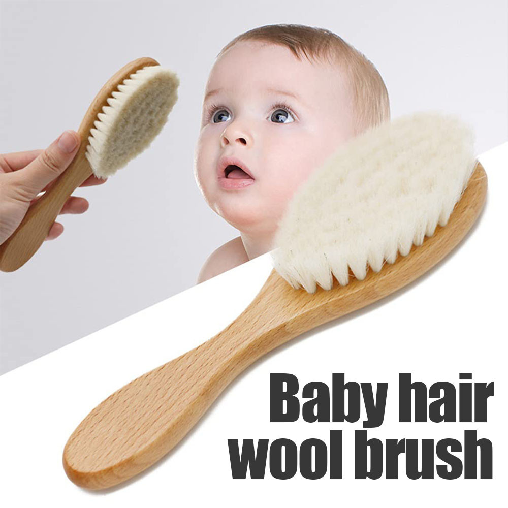 Goat Wool Wooden Baby Hairbrush Baby Brush Baby Comb Set Wooden Comb ...