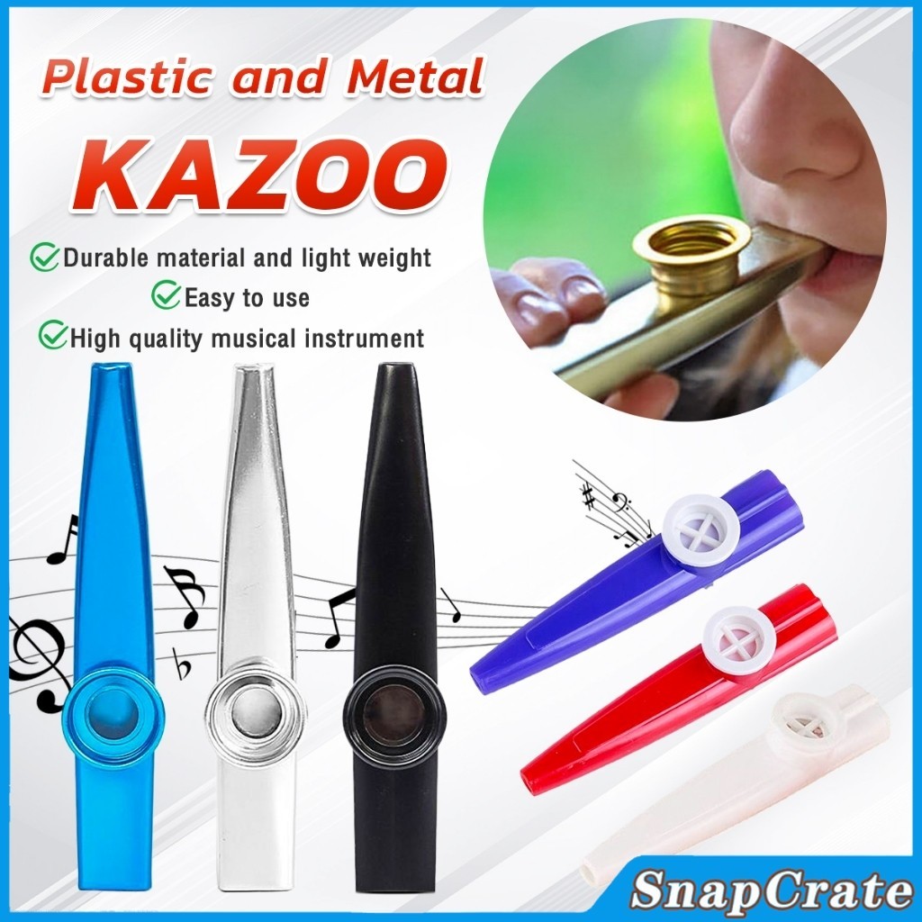 Snap Plastic and Metal Kazoo Portable Flute For Beginner Instrument ...