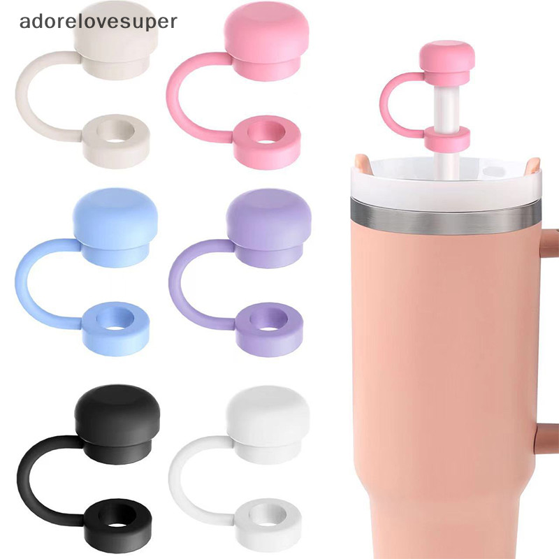 AD1PH Straw Covers Cap Reusable Silicone Straw Toppers Compatible With ...