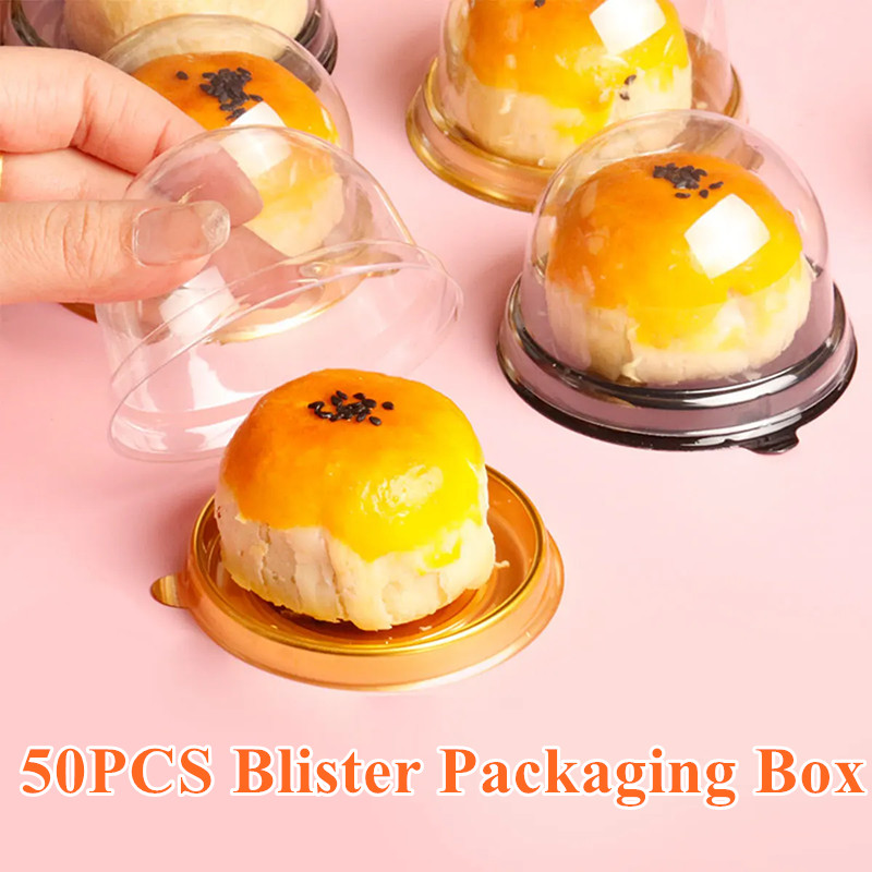 50pcs Clear Plastic Cake Packing Boxes Mini Cupcake Boxes Muffin Pod ...