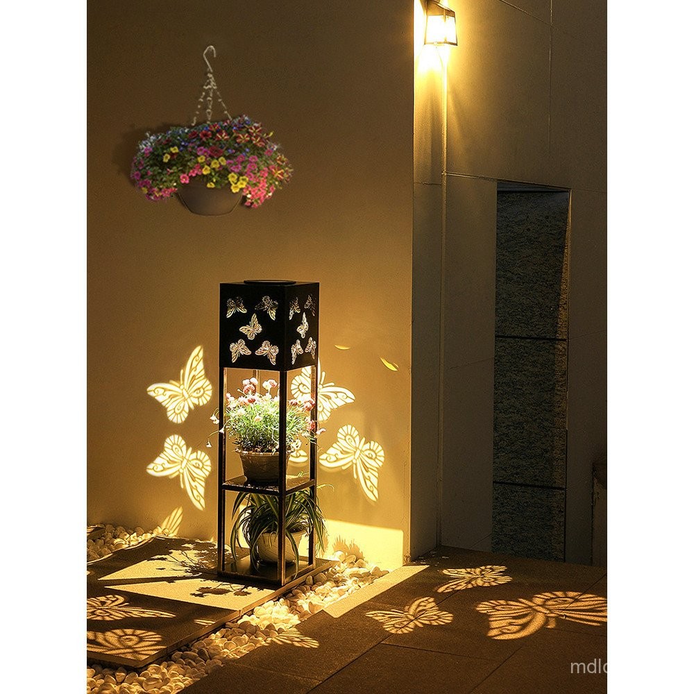 Garden Balcony Terrace Flower Stand Light Projection Decorative Light ...