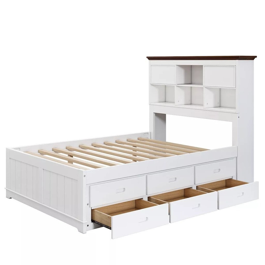 American Country Style Bed Solid Wood Storage Bed Frame Children's Bed ...