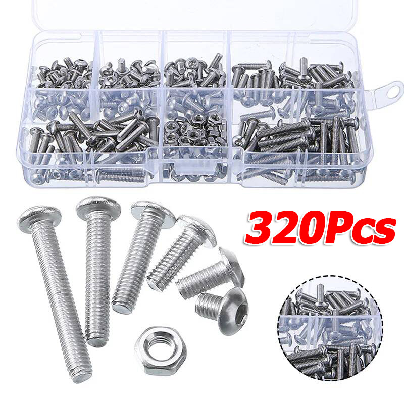 320Pcs M3 Screw Bolt Nut Kit / Stainless Steel Anti-loosening Gasket ...