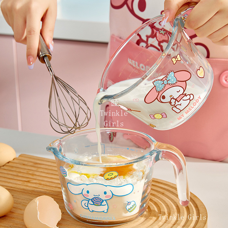 [Genuine]Cinnamoroll Hello Kitty Glass Measuring Cup High Temperature ...
