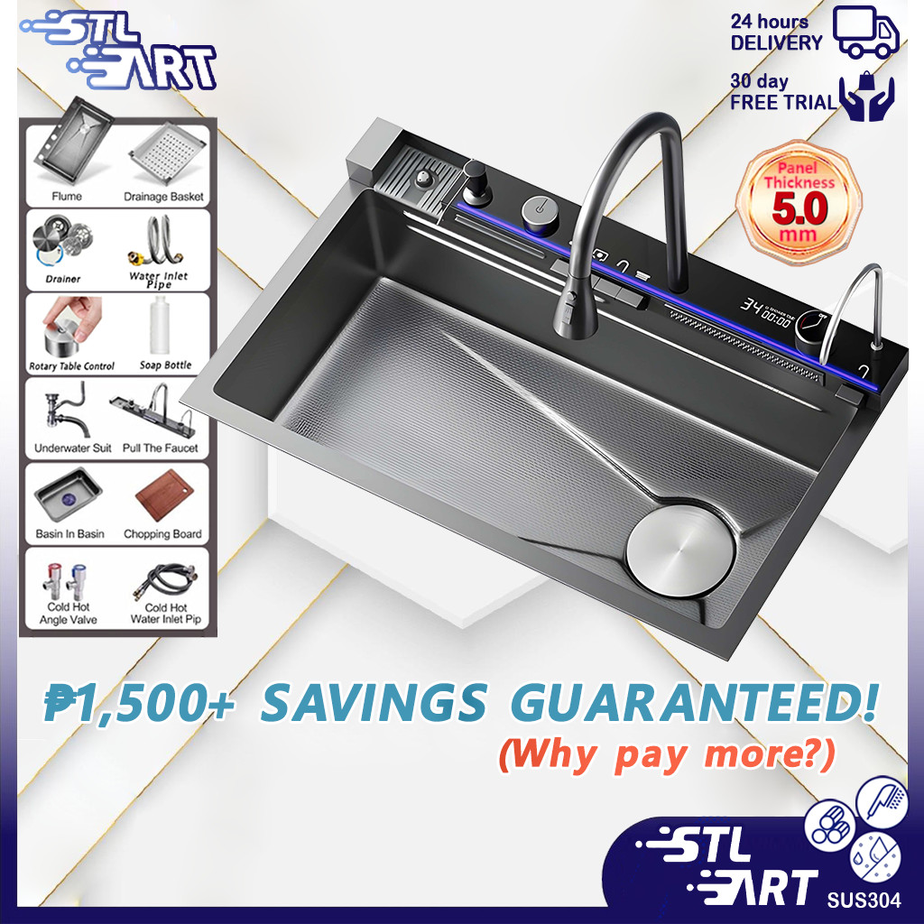 Smart LED Digital Display 304 Honeycomb Surface Scratch Resistent Sink ...