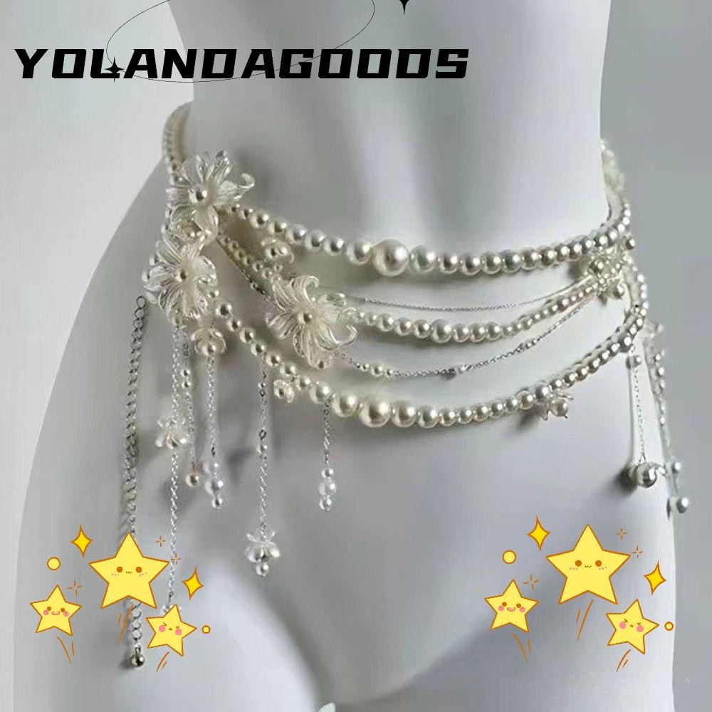 YOLA Pearl Waist Chains, Elegant Retro Tassel Belt, Fashion Versatile ...