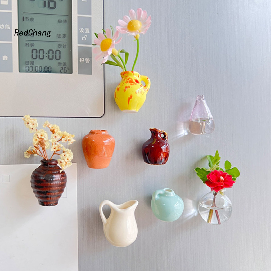 RC~ Mini Magnetic Vase 3d Vase Magnet Mini 3d Plants Vase Fridge Magnet ...