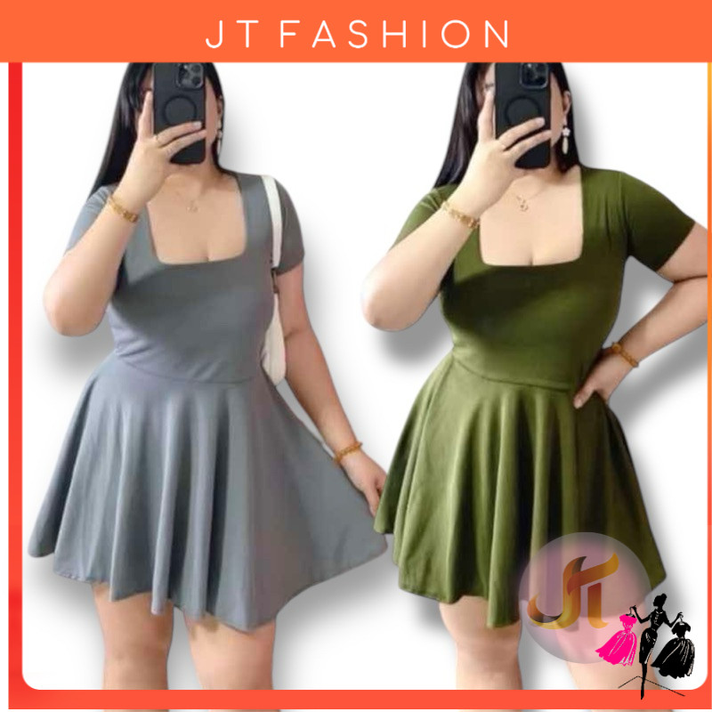 JT Fatima Plus size Tie Dye Double Lining Dress with Short | Shopee ...