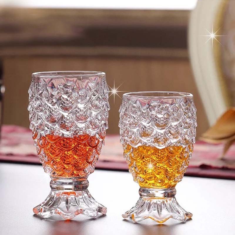 Fish Scale Glass Mermaid Cup High-value Fish Scale Pattern Embossed ...