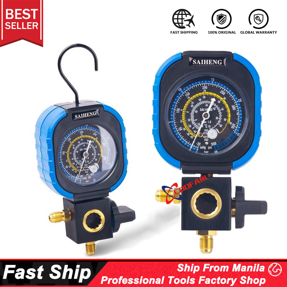 Single Manifold Gauge Air Conditioner Pressure Manometer R134/R410/R32 ...
