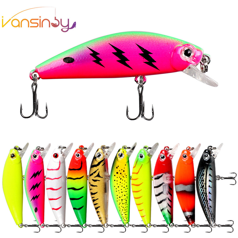 Fishing Lure Sinking Minnow 6.5cm/9g Long Throw Lure Minnow 3D Eyes Laser With 2 Trible Hook ...