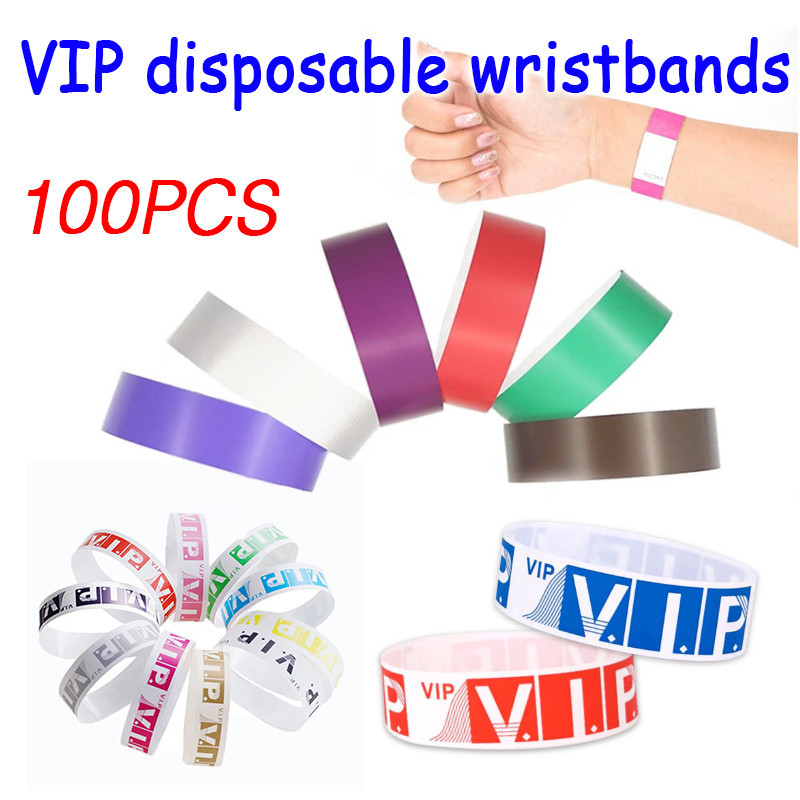 100pcs Vip Waterproof Disposable Tyvek Paper Wrist Bands Bracelet ...