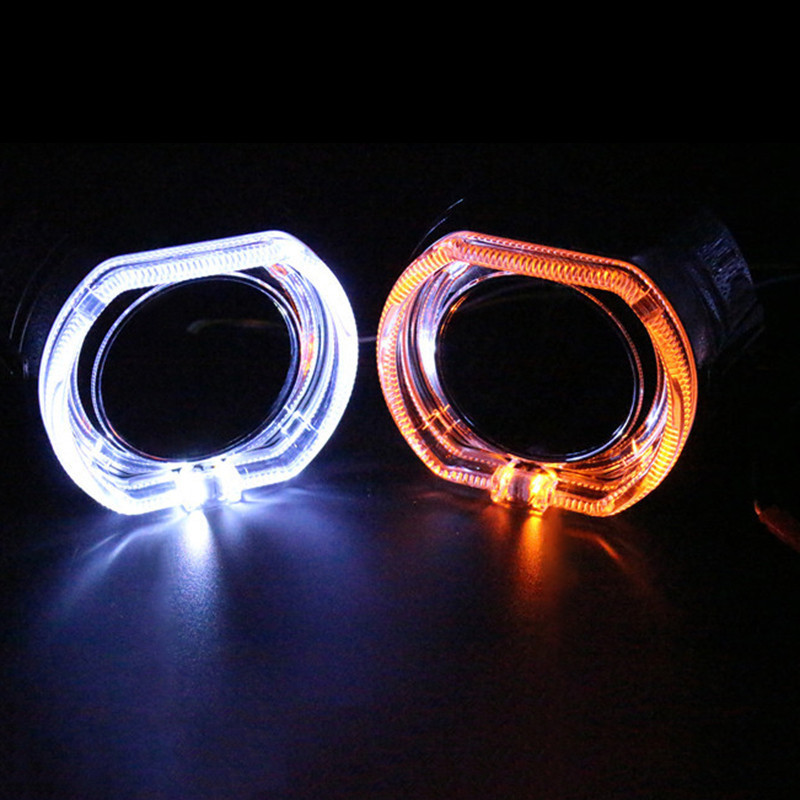 2PCS 2.5 3.0inch BM-W LED Shrouds Square Guide Angel Eyes White yellow ...