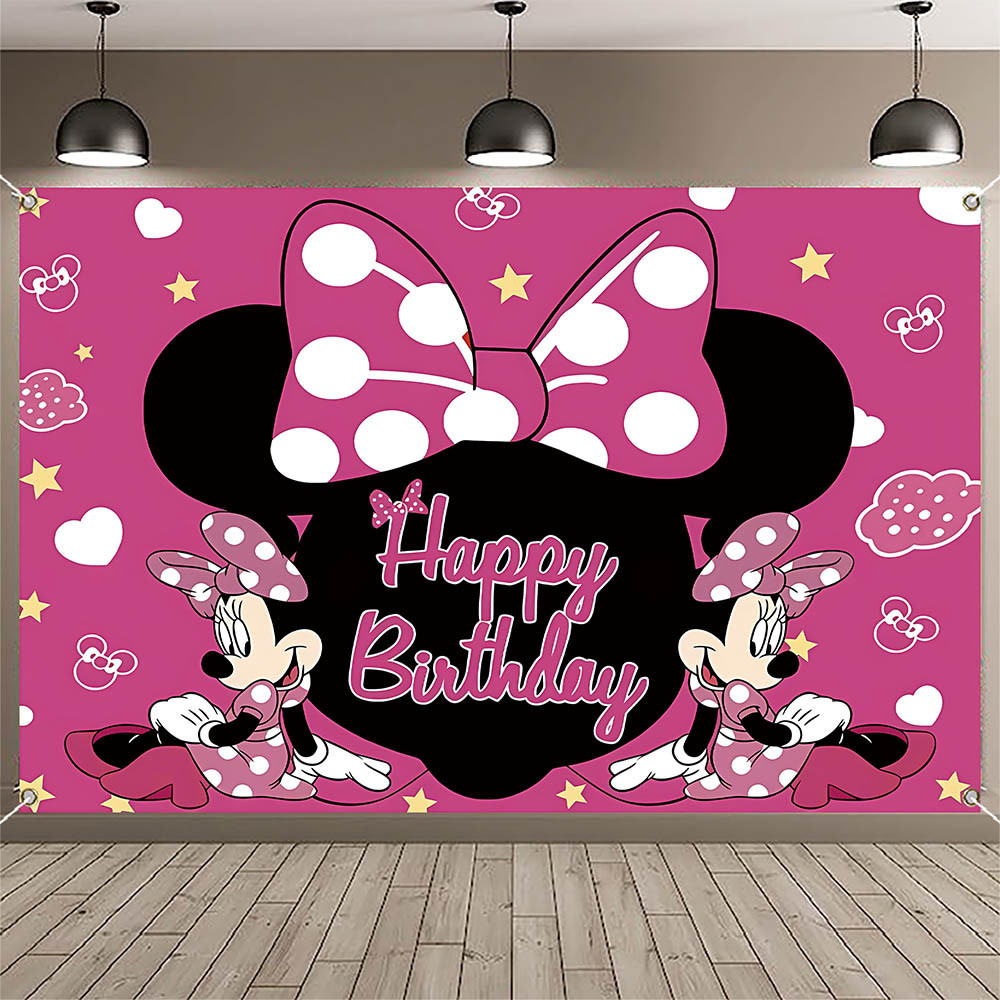 1set 120*80cm Minnie Mouse Photography Background Cloth Girls Birthday ...