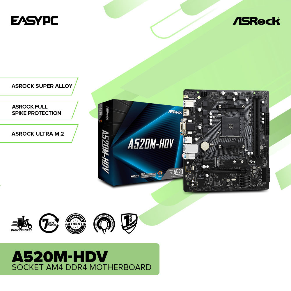 EasyPC| Asrock A520M-HDV/ A520M-HVS Am4 Motherboard Gaming| ddr4| Micro ATX| EasyFix Warranty ...