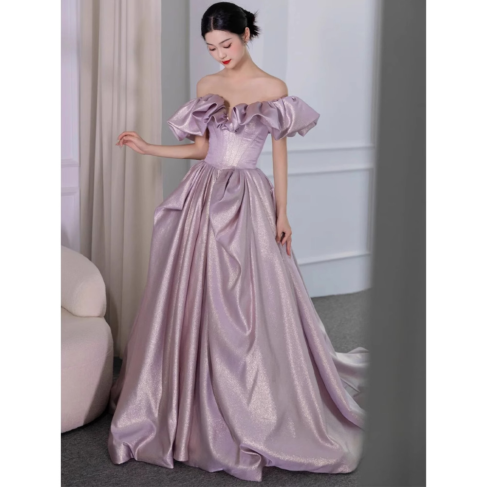 Hawlife Korean Purple Prom JS Ball Evening Civil Wedding Debut ...