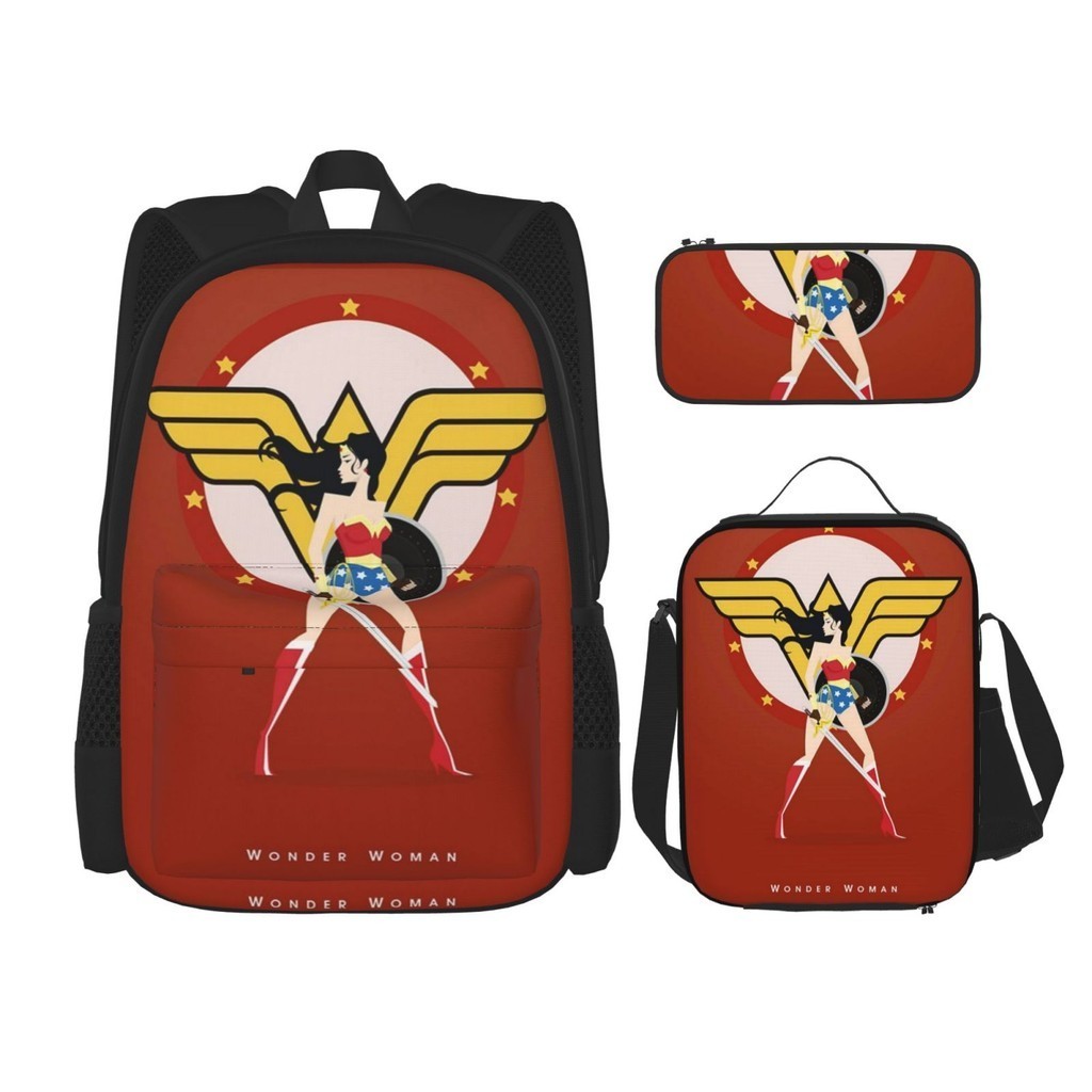 Wonder Woman Backpack Kids School Bookbag Set for Teen Girls Elementary ...