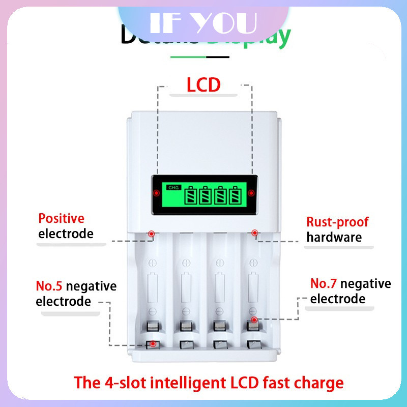 USB 4 Slots AA/AAA Rechargeable Battery Charger Adapter 1.2V COD ...