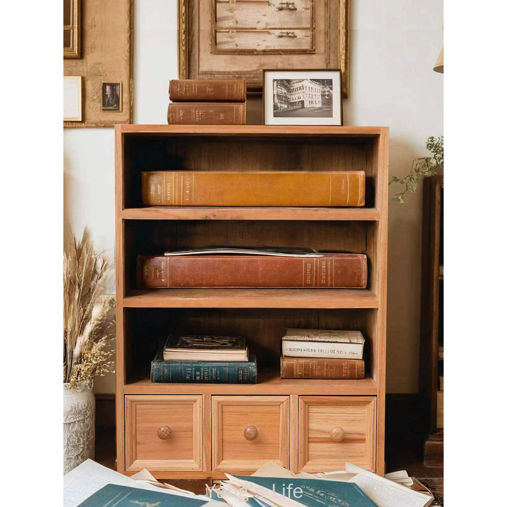 Desktop Solid Wood File Storage Box Simple Office Shelf Desktop ...