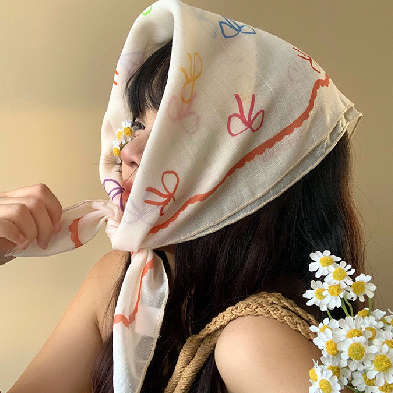 Little Maple - Listy Ribbon Korean Square Aesthetic Scarf / Premium ...