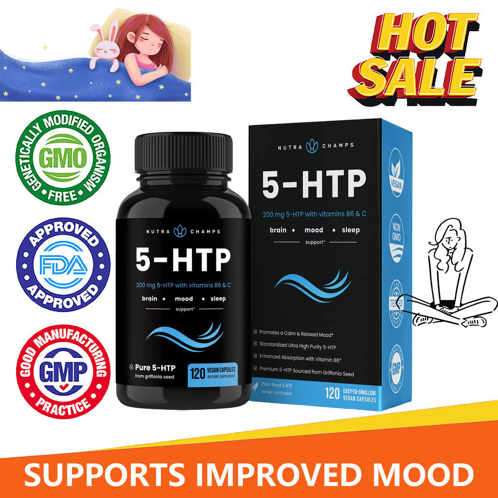 5-HTP Supplement 200mg | 120 vegetarian capsules to support stress ...