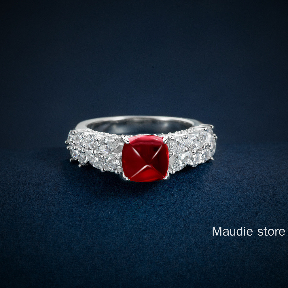 High Quality Lab Grown Ruby Ring Eternity Size 4-11 Sterling S925 Elegant Luxury Retro Ruby ...