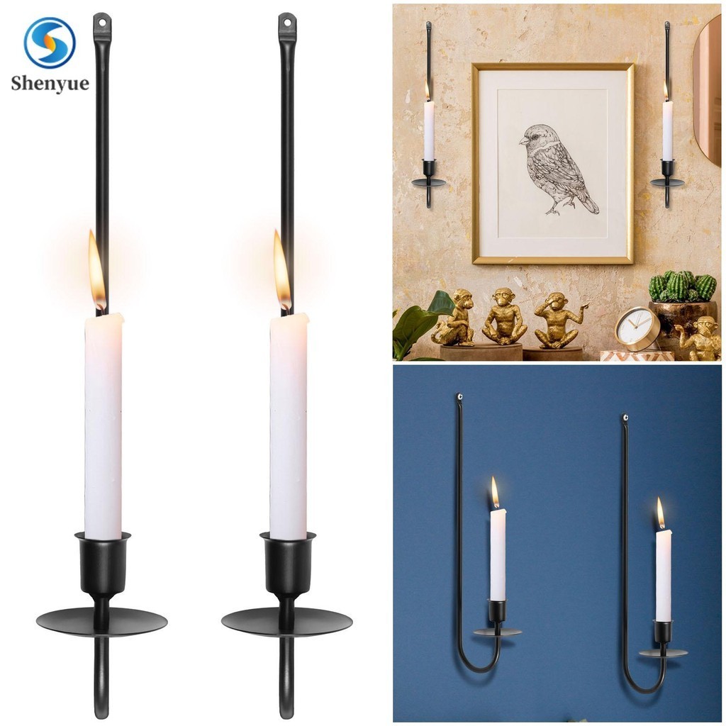2 Pcs Candle Sconce Holder Mental Iron Wall Candle Sconce Hanging Wall ...