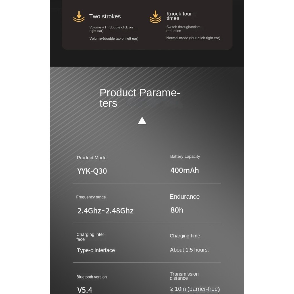 Full color Bluetooth earphones wireless YYK-Q30 touch screen ENC+ANC dual noise reduction in ear ...