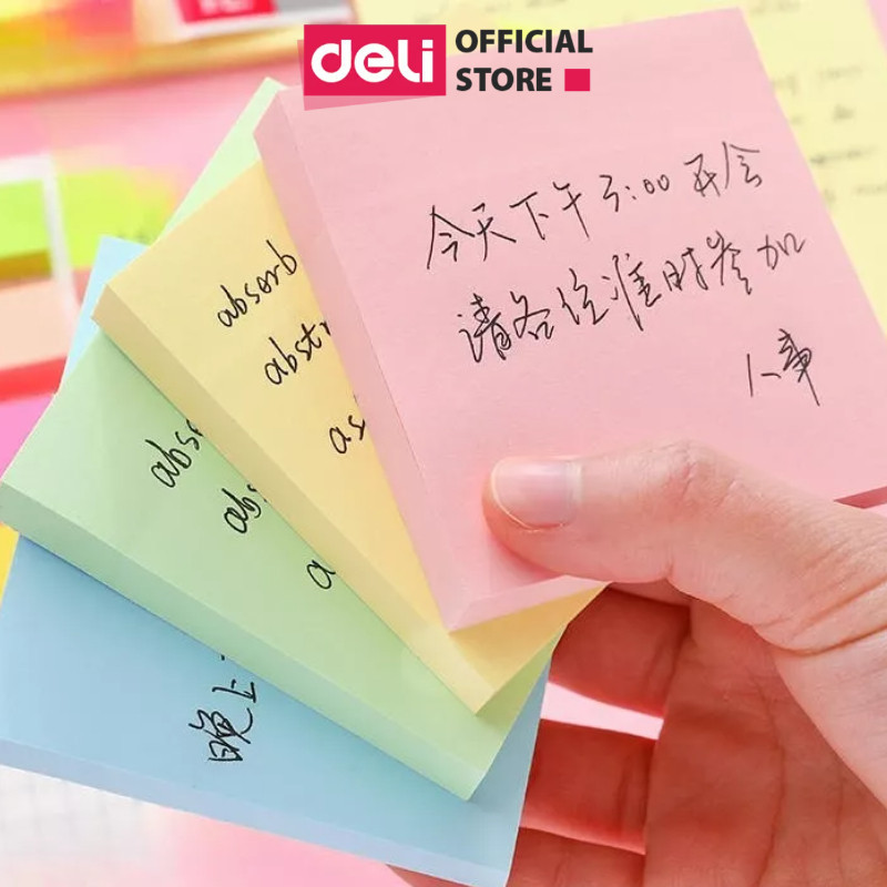 Set Of 100 Square Memory Note Paper Deli Yellow Stickers High Quality ...