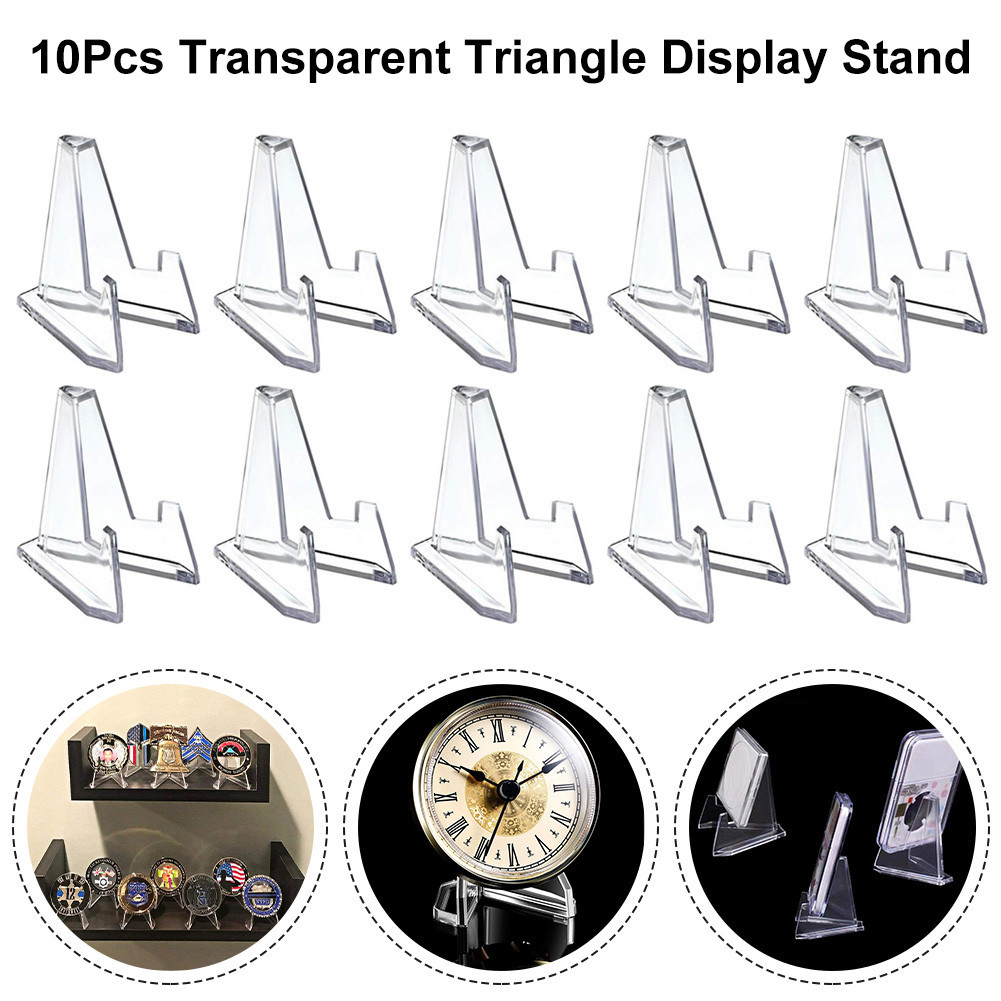 Transparent Triangle Display Stand Picture Photos Frame Storage Rack ...