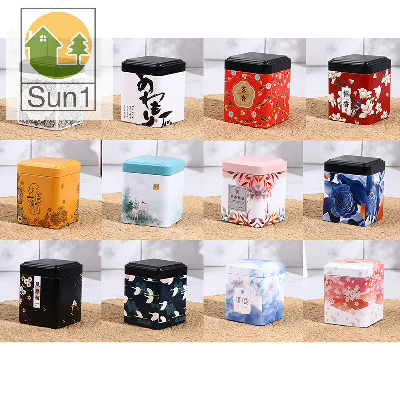 Sun1> Tea Sealed Box Kitchen Storage Container Jar Tin Square Can Candy ...