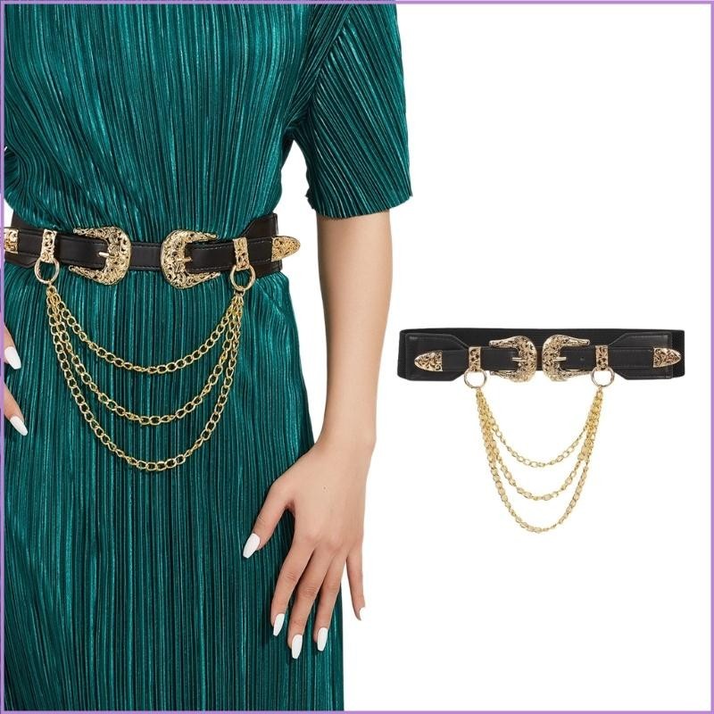 WELL Hot Girls PU Belt with Dangle Chain Decors Waist Belt Fashion ...