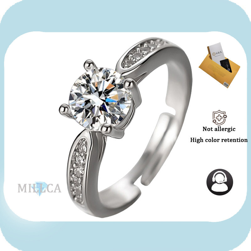 Includes GRA Certificate |Ladies' Ring S925 Silver Fashion Moissanite ...