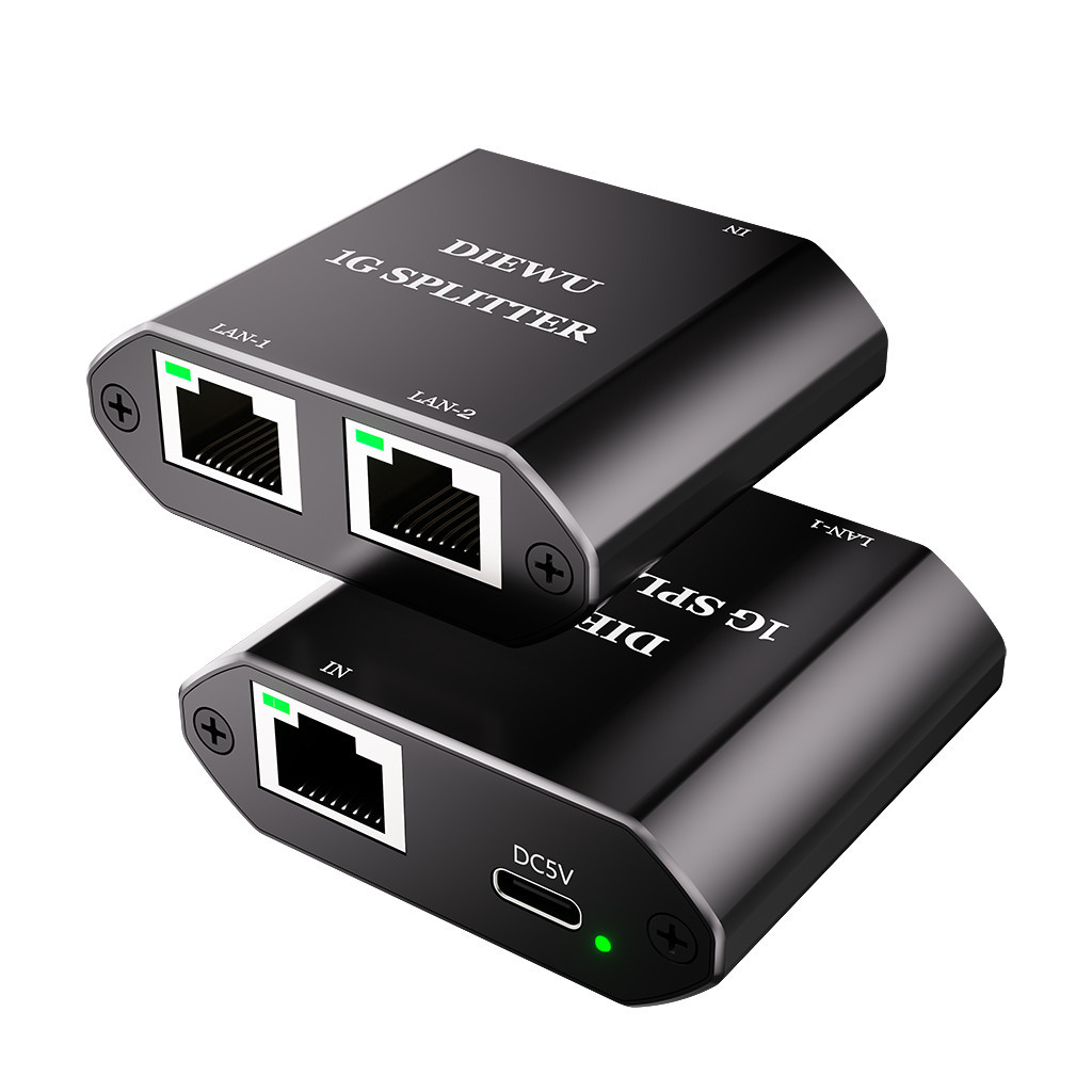 1 to 2 Network Cable Splitter Portable Gigabit Switch 3-Ports 10/100 ...