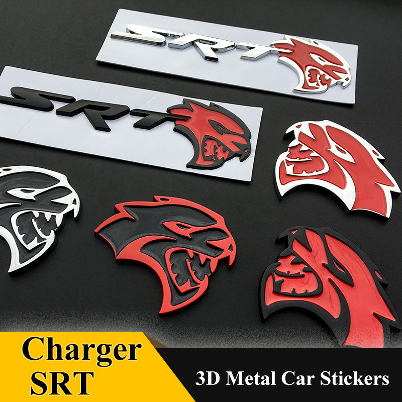 1pcs Metal SRT Hell Cat Leopard Head Car Stickers Auto Emblem Badge ...