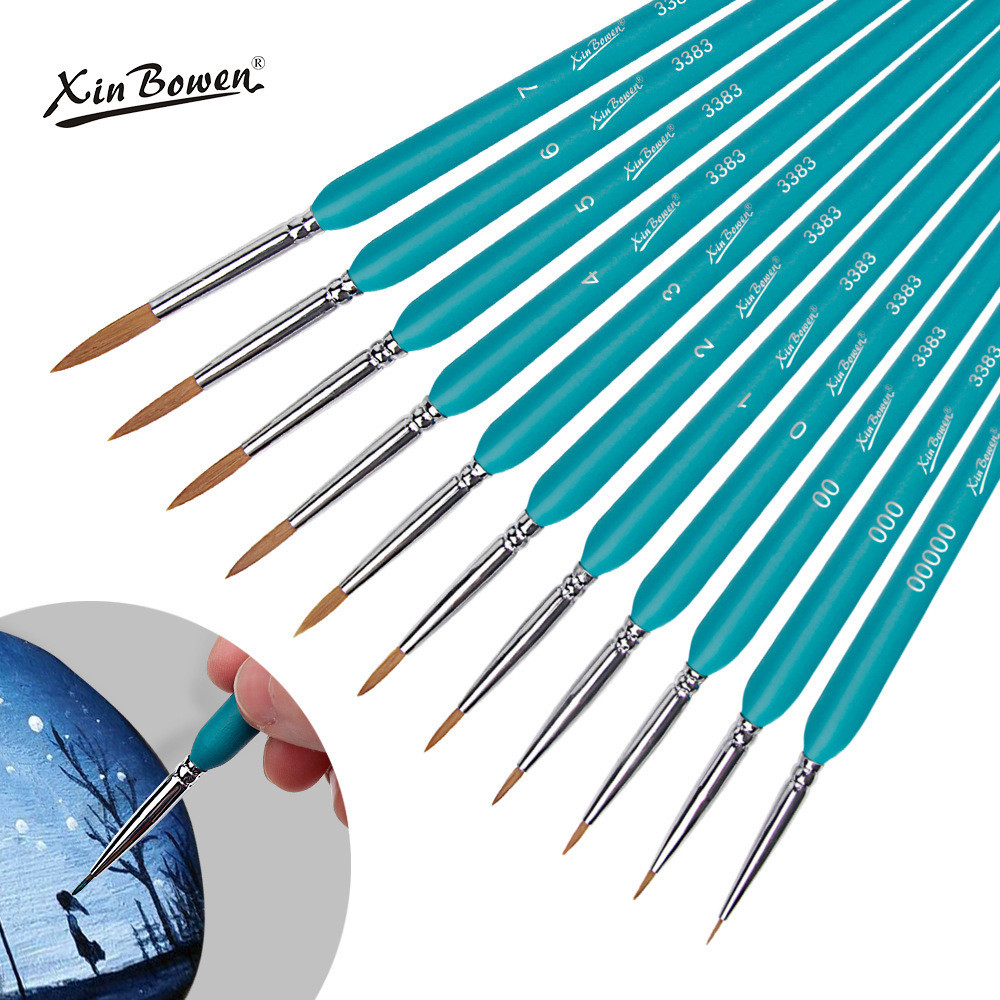 Nylon brush/round head liner paintbrush with wood barrel for gouache ...