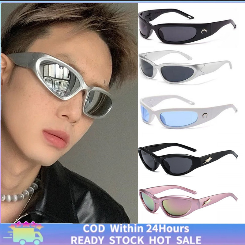 Y2k Moon Rectangular Sunglasses for Women gangster shade Retro Glasses ...