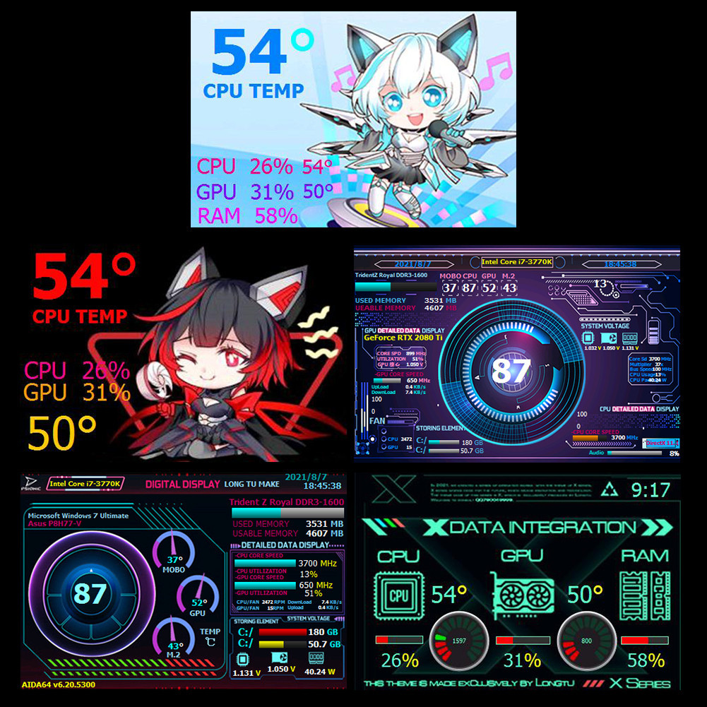 3.5inch IPS LCD Screen AIDA64 Dual Type-C for PC Computers/mini ITX ...