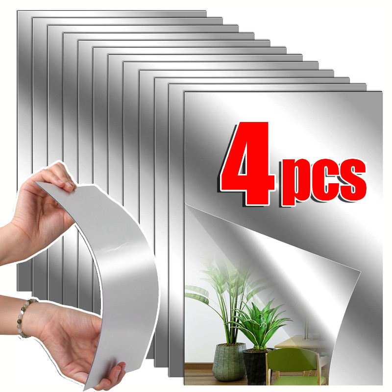 1/4 Sets 3D Self-Adhesive Mirror Stickers - Flexible Non-Glass Acrylic ...