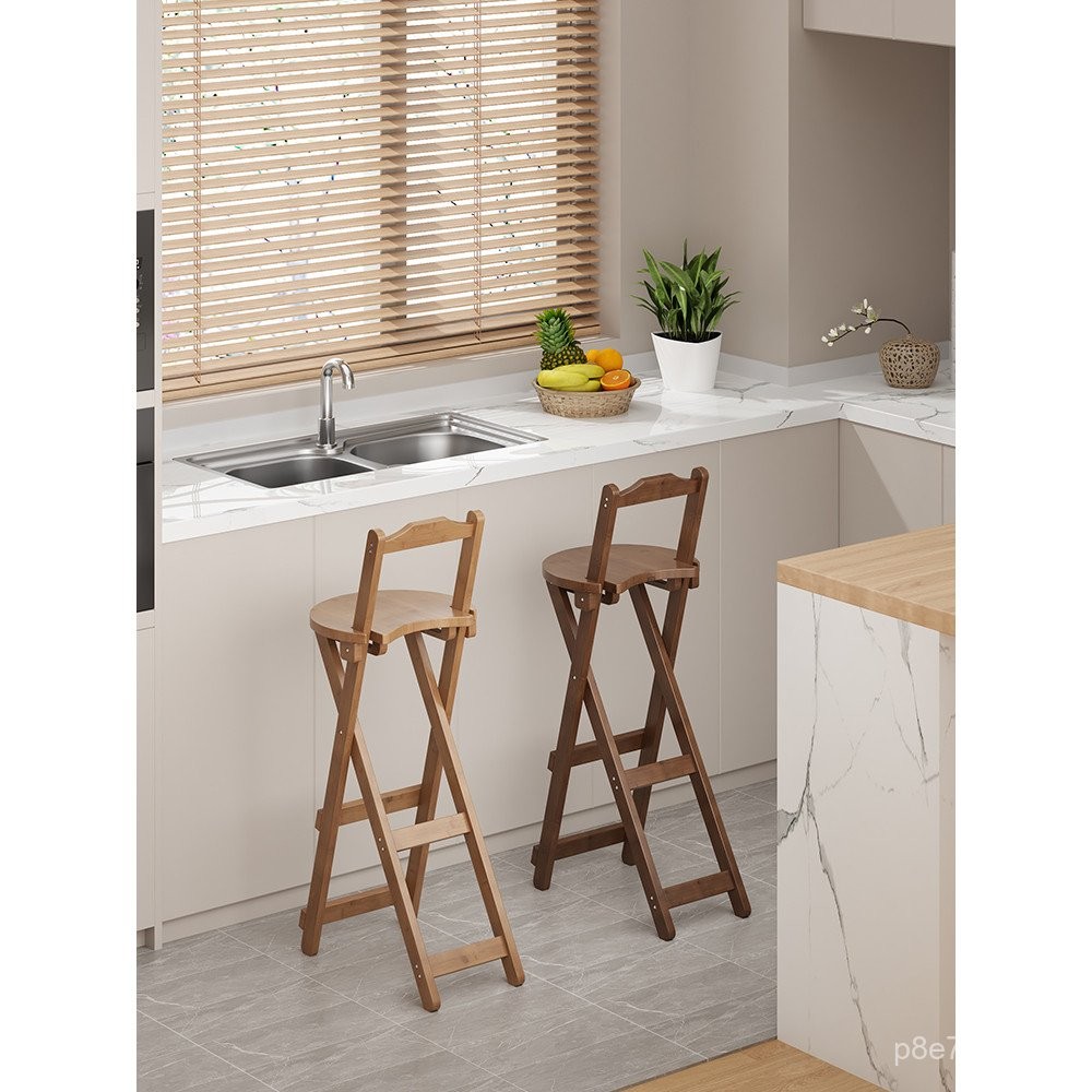 Bar Stool for Home Use, Bamboo Folding Small Stool, Bar High Stool ...