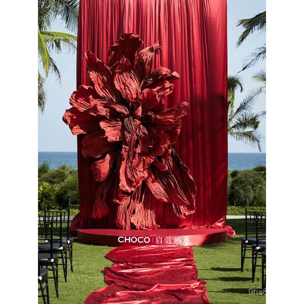 Giant Paper Flower Wine Red Wedding Celebration Wrinkled 3D Scene ...