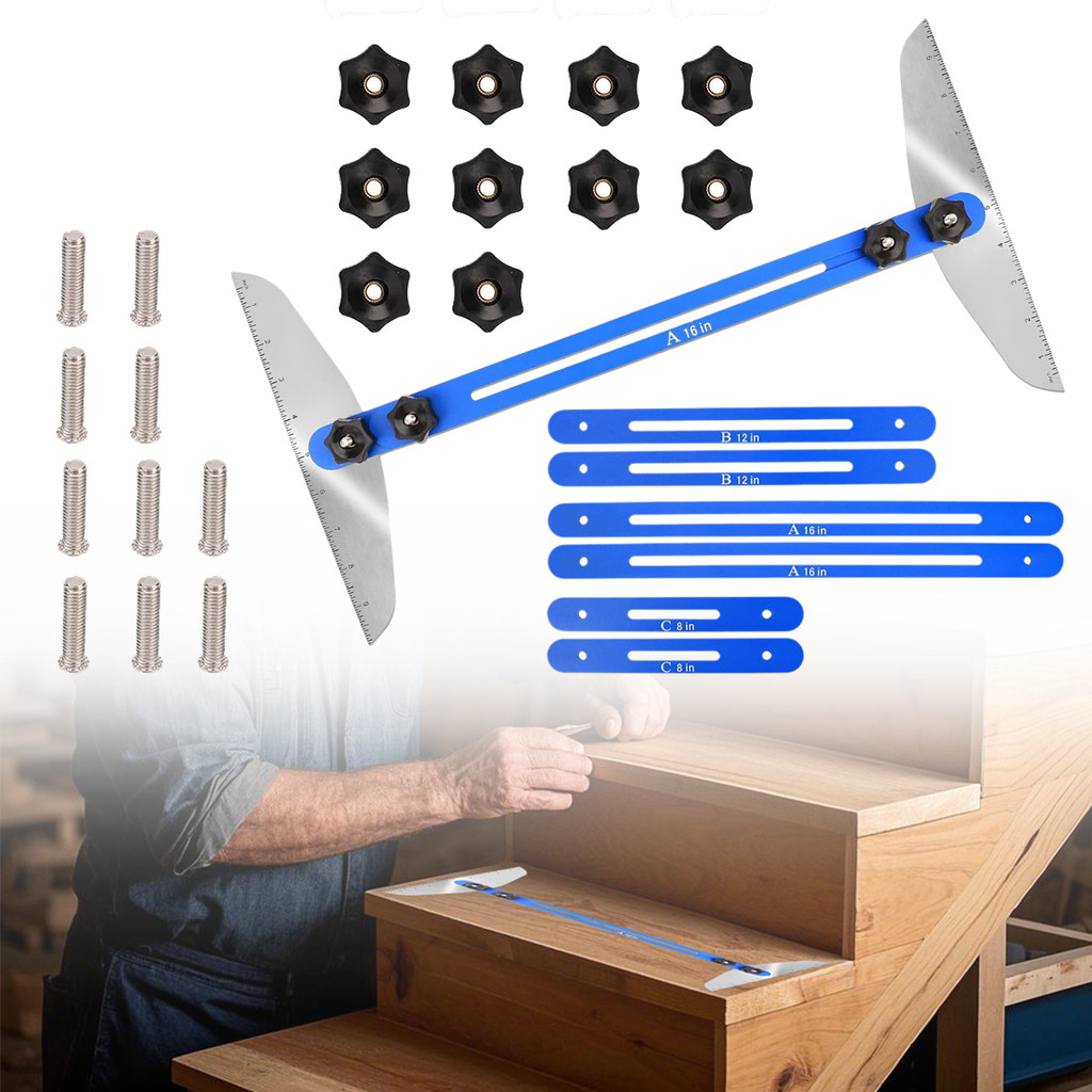 【Zaylily】Stair Tread Template Tool 11-60In Metal Measuring Stair Tool ...