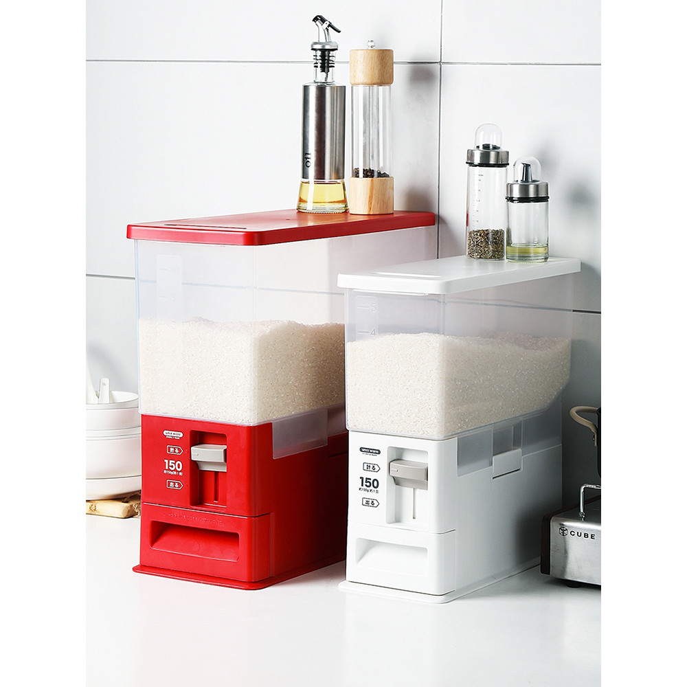 Japan ASVEL Measurable Drawer-Type Rice Box Kitchen Transparent Sealed ...
