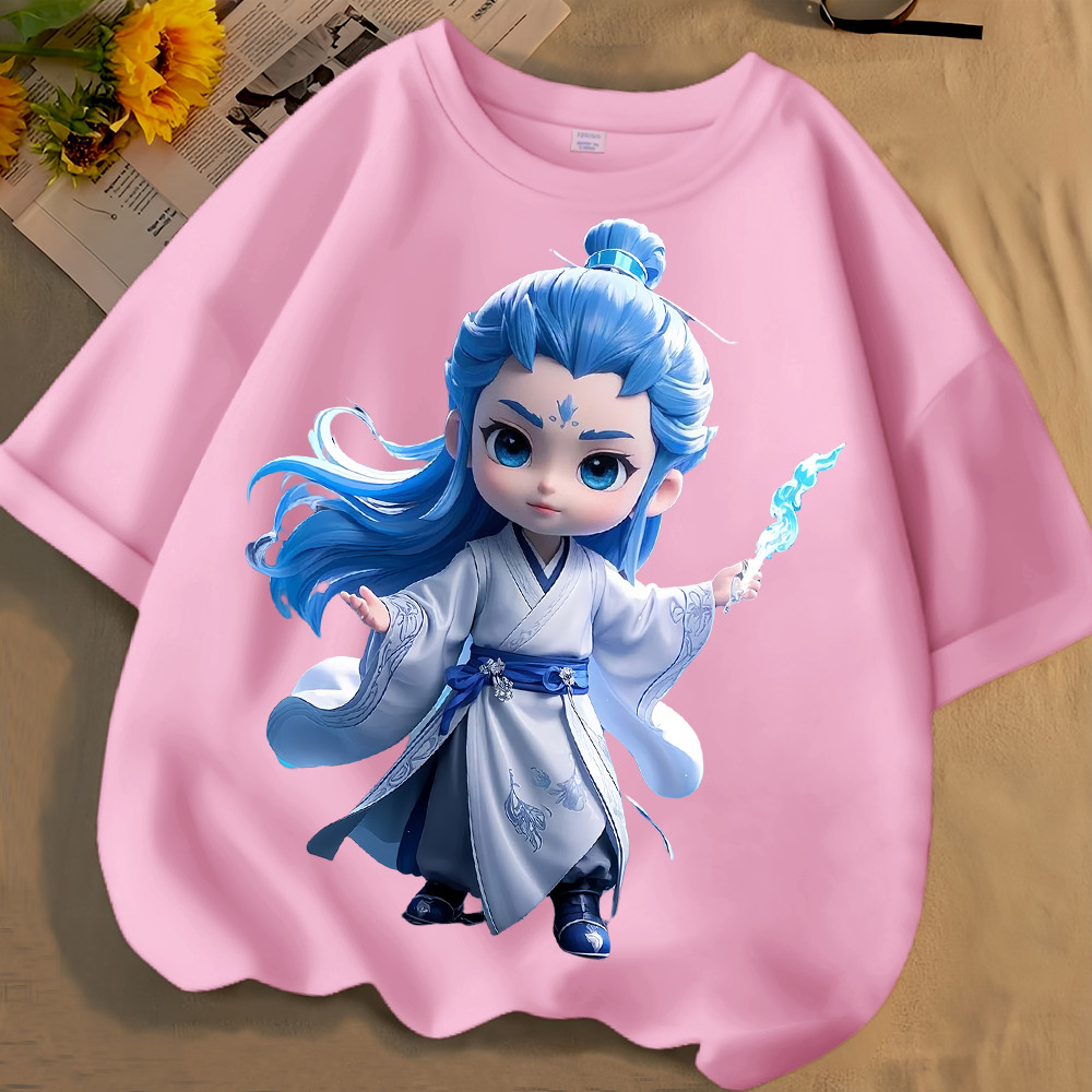 Traditional Nezha Warrior Spirit Kids T-Shirt Mythology Inspired Summer ...