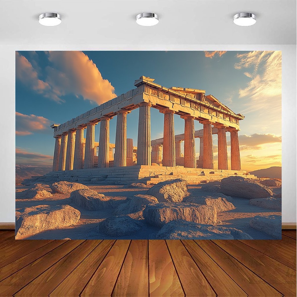 1Pc Ancient Greek Photography Backdrop Sunset In Ancient Temeple Stone ...