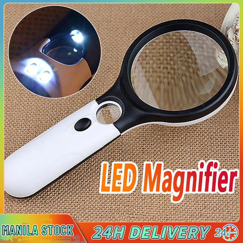 Handheld Illuminated Magnifier 3X 45X Microscope Magnifying Glass With ...