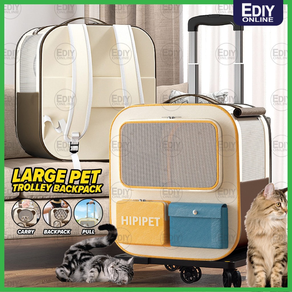 2 in1 Large Pet Trolley Backpack Carrier Bag Stroller Suitcase Travel ...